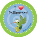 Round Hummingbird I love pollinators sticker.